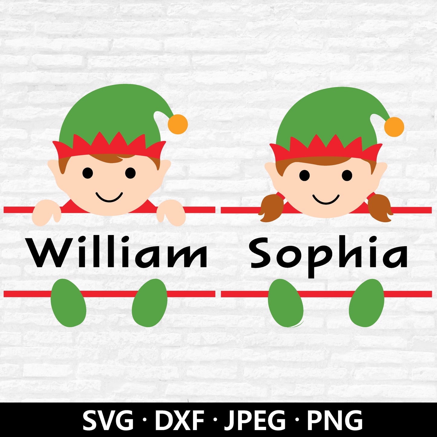 Christmas Elf Monogram SVG, Split Monogram cut files, Elf Boy girl SVG ...
